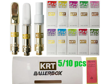 China Gold/white tips empty disposable KRT CBD/THC Vape Cartridges with ...