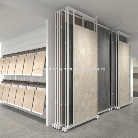 China Sintered Stone Marble Display Rack With Light Pull Out Slab Slide ...