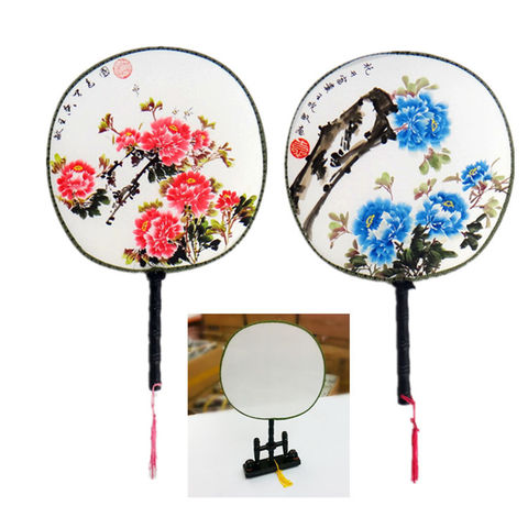 China Blank group fan hand-painted fan classic hand-painted white round ...