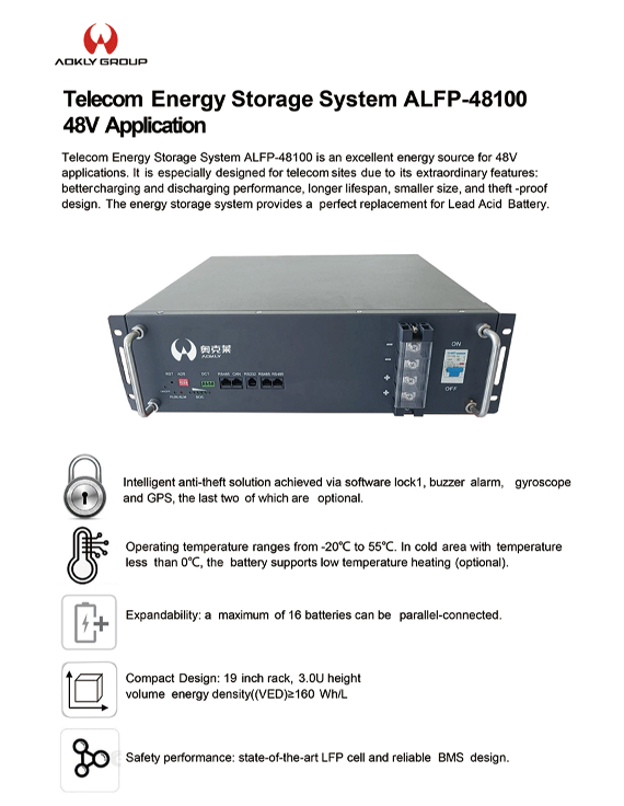 China LiFePO4 Telecom Energy Storage System ALFP-48100 telecom station ...