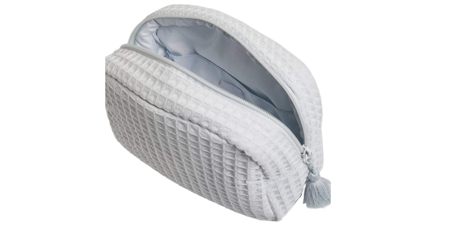 Top Quality Customized Waffle Weave Cotton Zipped Makeup Pouch Travel ...