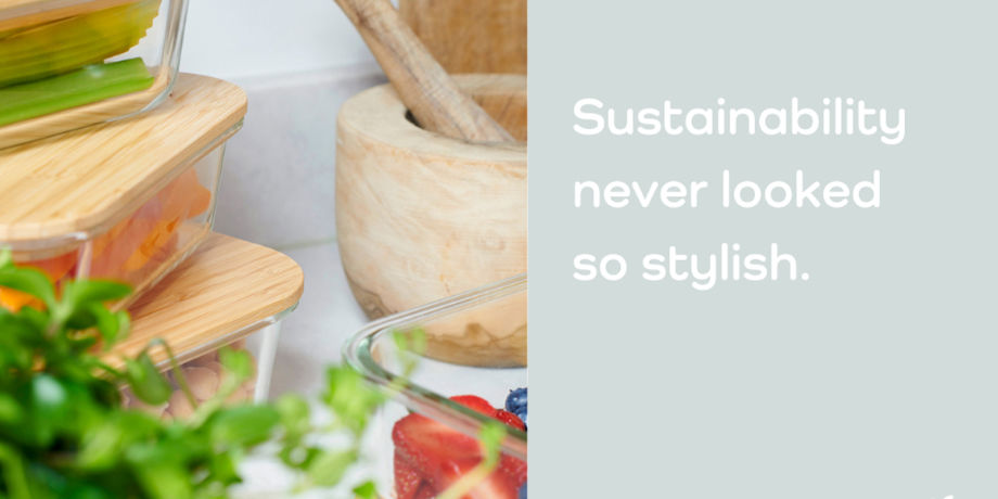 China 4-piece set of large glass storage instruments with bamboo ...