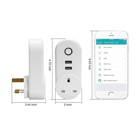 China UK 2 USB Ports Timer Function WiFi Smart Plug Smart Wall Socket ...