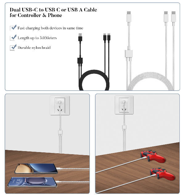 China Android Mobile Phone 2 in 1 Dual USB TYPE C Nylon braided pd ...
