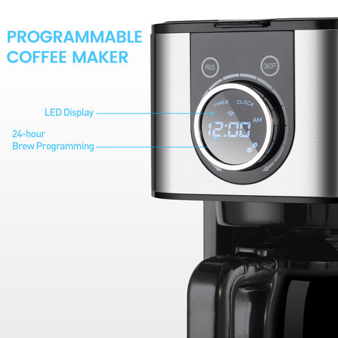 China 24-hour programmable timer Stainless Steel Coffee Maker LED ...