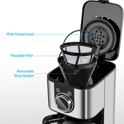 China 24-hour programmable timer Stainless Steel Coffee Maker LED ...