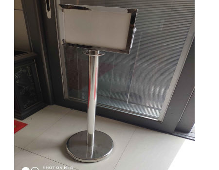 Metal retractable queue barrier stand with A4 display sign holder stand ...