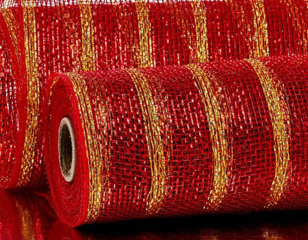 China ¼'' 1-¾'' Stripe Half Solid Metallic 10'' Wide Deco Mesh on ...