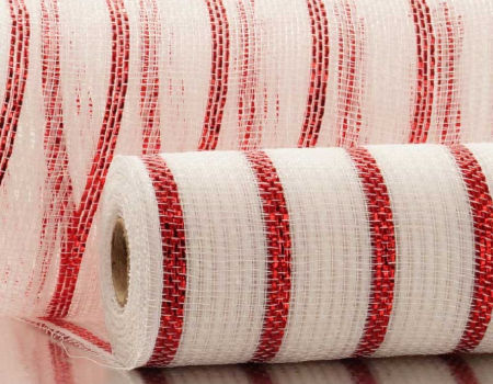 China ¼'' 1-¾'' Stripe Half Solid Metallic 10'' Wide Deco Mesh on ...