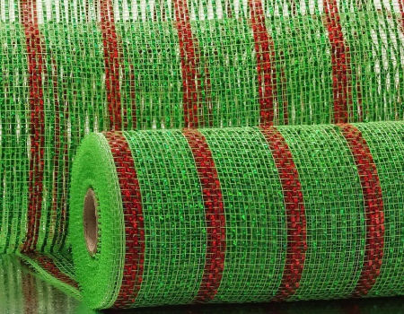 China ¼'' 1-¾'' Stripe Half Solid Metallic 10'' Wide Deco Mesh on ...