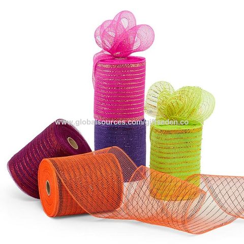 China Fashion Metallic Thread 6'' Deco Mesh Ribbons for Christmas ...