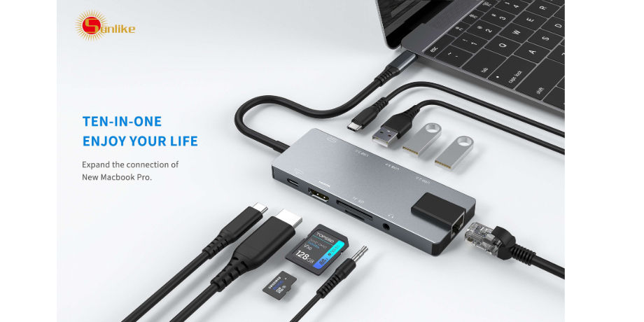 10 in 1 multi-functional docking station, PD 100W,4K 60Hz Ultra HD, USB ...