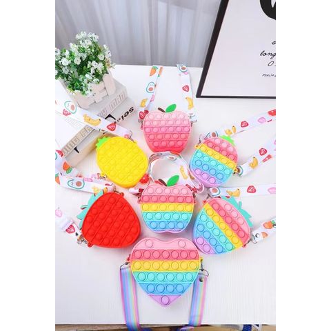 China Macaron Fidget Toys Bags Silicone Push Pop Bubble Sensory Toys ...