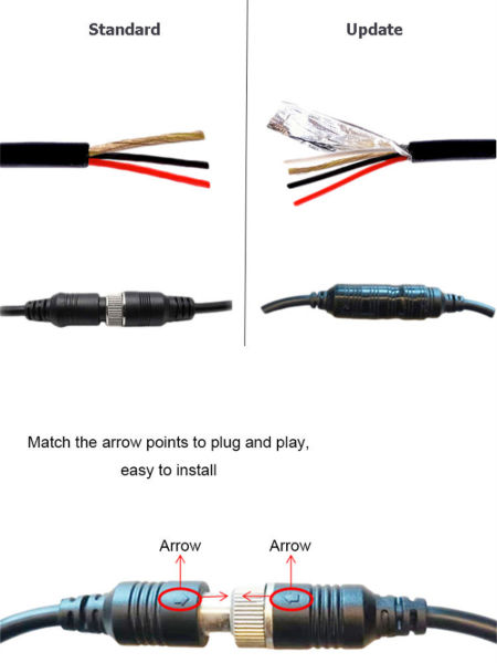 China 4 pin din aviation connector rear view camera cable extension ...