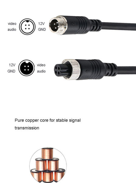 China Factory Bulk reversing backup rear view mdvr camera cable 4 pins ...