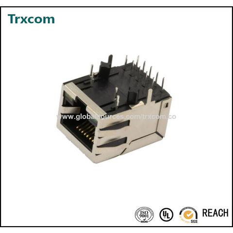 China Single Female 8P8C RJ45 Connector with Magnetic RB1-2S5BAK1A/RB4-10HFAG1F on Global ...