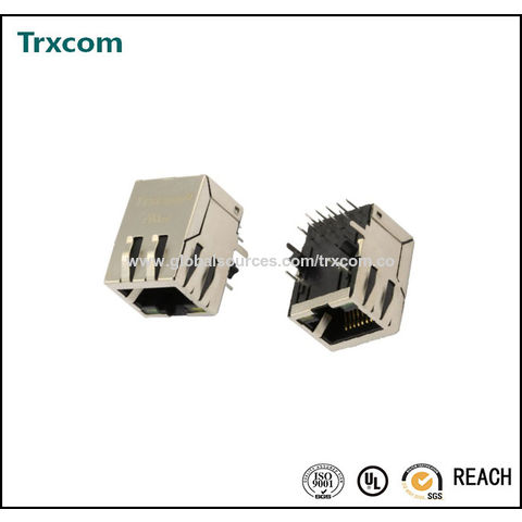 China Single Female 8P8C RJ45 Connector with Magnetic RB1-2S5BAK1A/RB4-10HFAG1F on Global ...