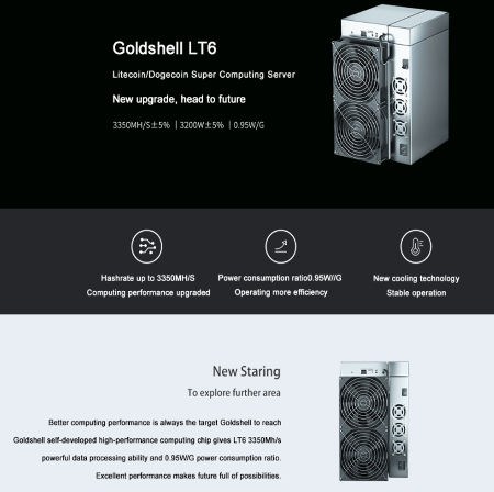 High Profits New Goldshell Lt6 3350Mh/s Mining Litecoin Dogecoin ...