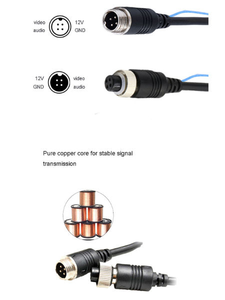 China Waterproof car rear view camera monitor video extension mdvr m12 ...