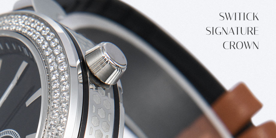 SWITICK 43mm Gent's Stainless Steel Mechanical Watch with leather strap ...