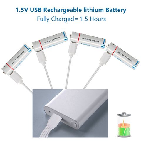 China USB Rechargeable Battery 1500mAh Micro 1.5V lithium ion aa ...