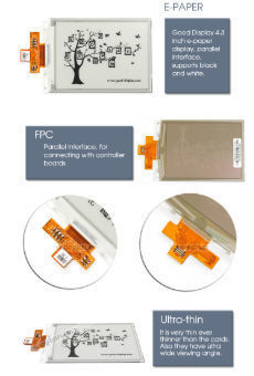 4.3 inch E-paper LCD module Front light backlit e ink graphics display ...