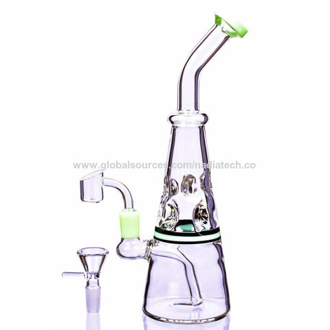 China 11'' Colored line curved neck glass bong on Global Sources ...