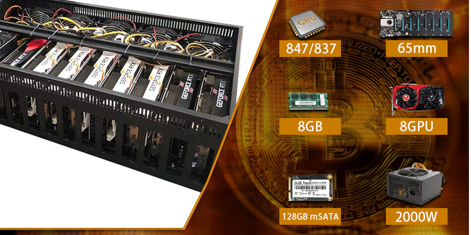 China Mining Motherboard Set with 580 1660s 8 GPU Mining 2000W PSU ...