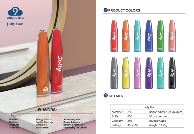 Jolly Super Slim disposable electronic cigarette 600puffs, DISPOSABLE ...