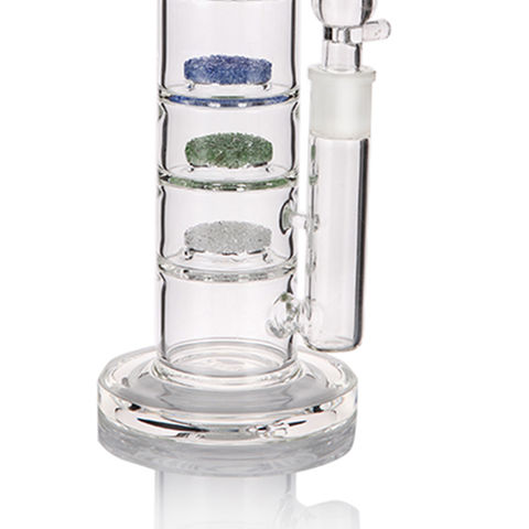 China Fashion design Water glass bong 11.8″ Triple Color Fritted Disc ...
