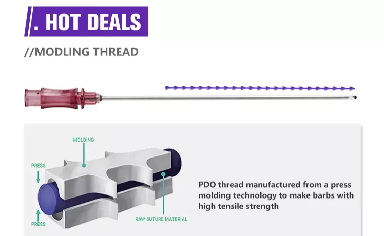 CE approved anti-wrinkle absorbable fish bone molding cog pdo thread ...