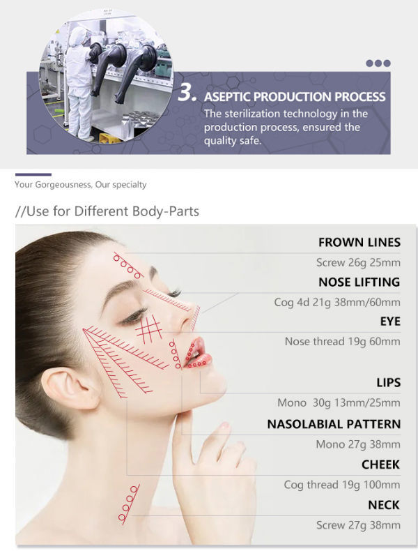 China Korea L cannula hilos tensores facial filler lifting fio pcl plla ...