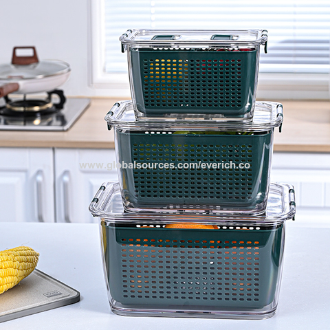 China Fridge Organizers Fresh Storage Containers with Strainers BPA ...