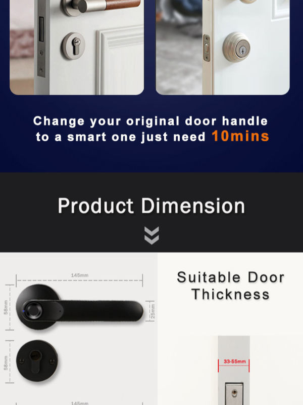 China Smart fingerprint door handle lock intelligent lock not need to ...