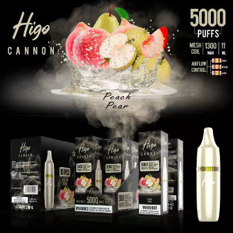 China 5000 Puffs Higo Cannon Mesh Coil 5% Nicotine 1300 mAh Battery ...