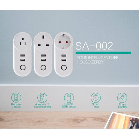 China US Wifi Smart Plug Dual Wall Mount Socket Outlets With 2 USB ...