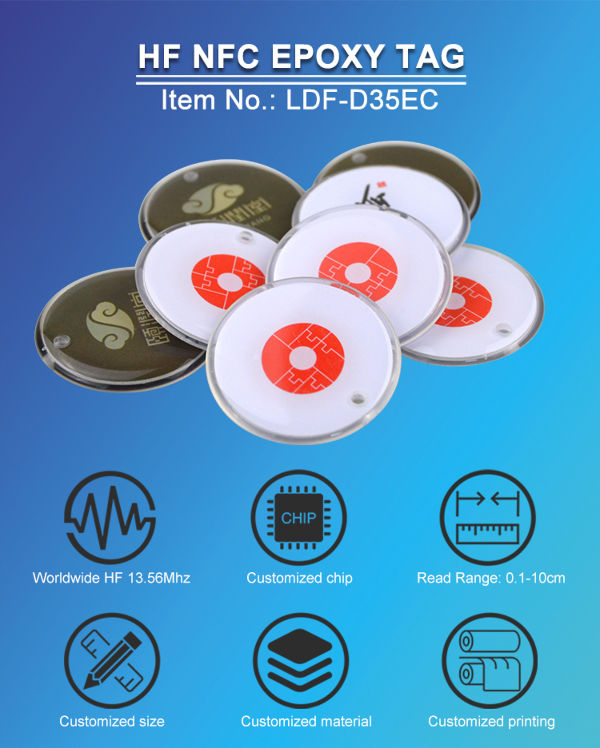 China NFC Epoxy Tag, Round size HF 13.56Mhz rfid tag ISO 14443 A with ...