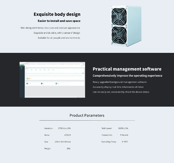 China Goldshell LB-BOX LBRY Credits miner 175GH/s 162W on Global ...