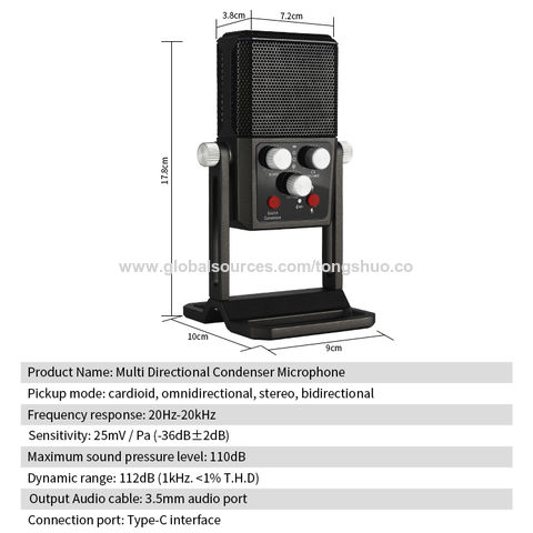 China Multi-directional microphone Condenser Podcast PC Condenser Mic ...