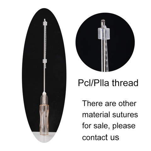 China Barbed double needle thread v lift face abosorbable thread ...