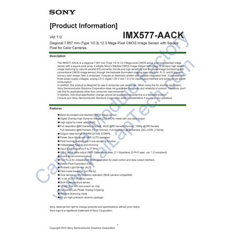 Hong Kong SAR KLT-X7MF-IMX577 V1.0 IMX577 MIPI Interface Fixed Focus 12 ...