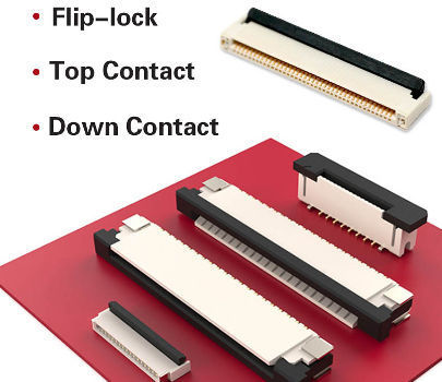 FPC connector 0.3mm Pitch Front insert flip-lock Au Contact Plating SMT ...