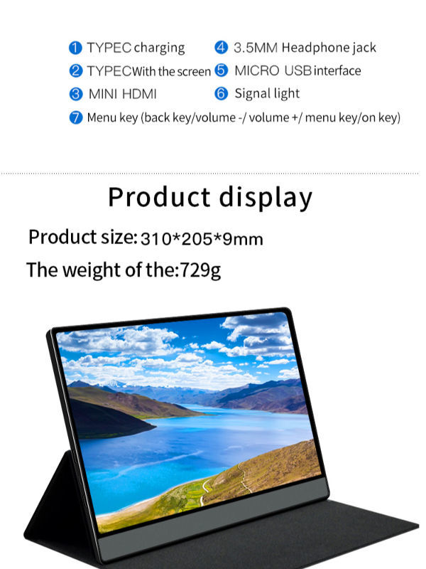 13.3 inch gaming portable monitor panel 1920*1080 screen 16:9 IPS 10 ...