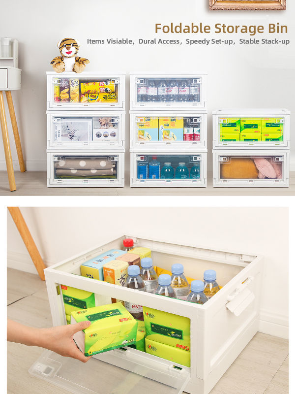 Household Plastic Foldable Storage Box with Transpent window,Stacking ...