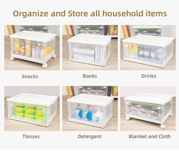 Household Plastic Foldable Storage Box with Transpent window,Stacking ...