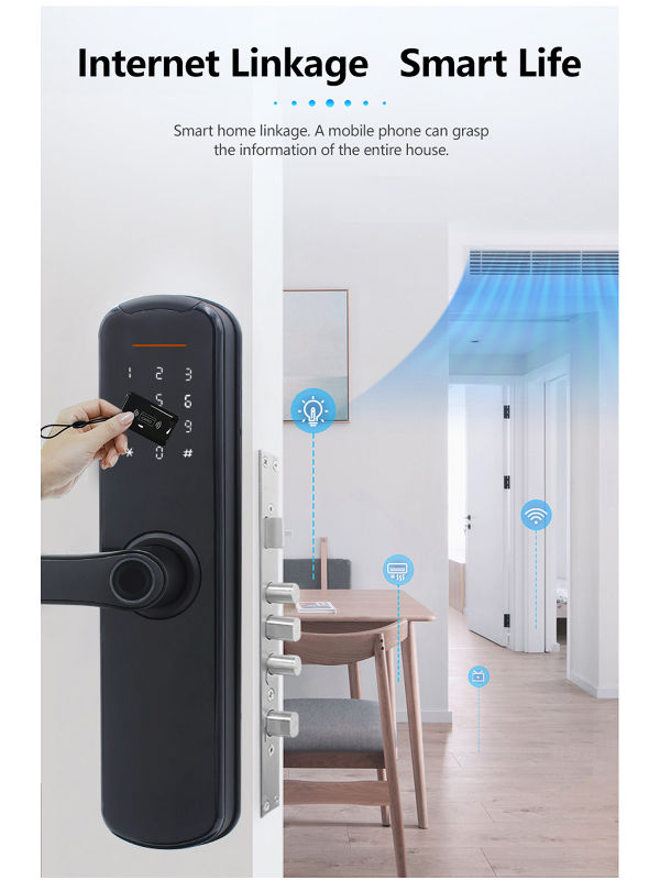 Intelligent Wifi Fingerprint Digital Main Door Lock Keyless tthotel ...