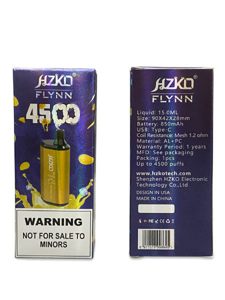 The original HZKO FLYN 4500 puff e-cigarette is available in a variety ...