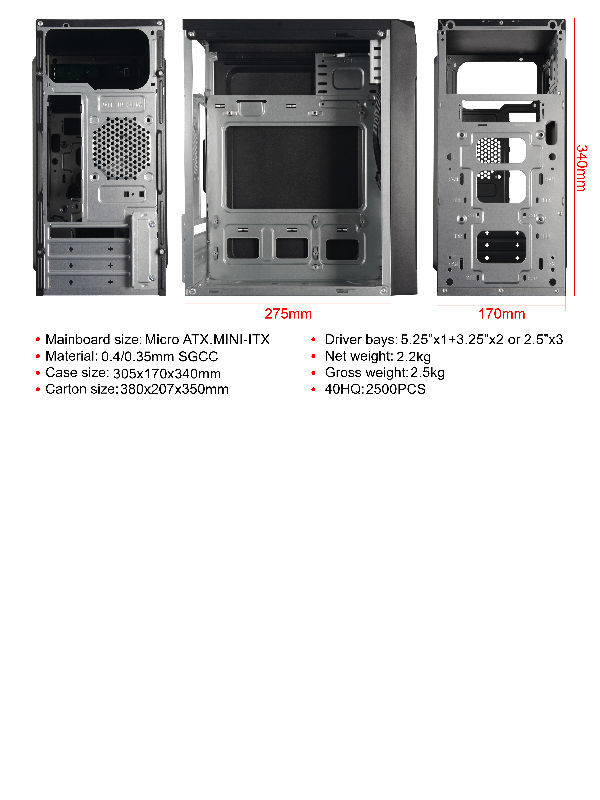 Cpu cabinet Computer Case Atx pc with power supply fan plexiglass ...