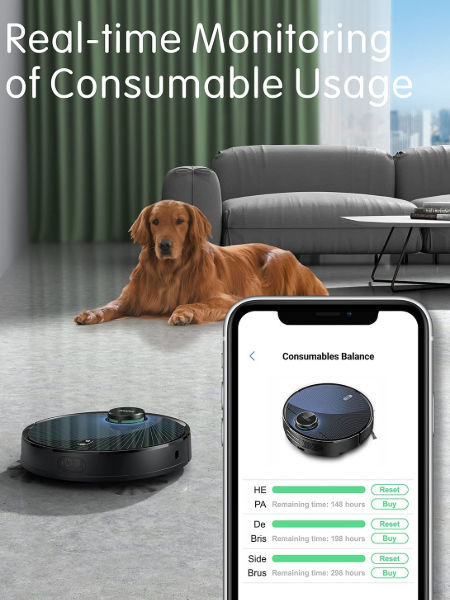 Robot Vacuum and Mop Cleaner Lidar Navigation Wi-fi Compatible with ...