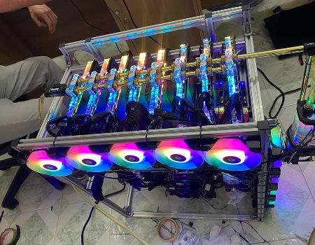 Mining rig 8 GPU in-line platform alignment system B85 multi graphics ...